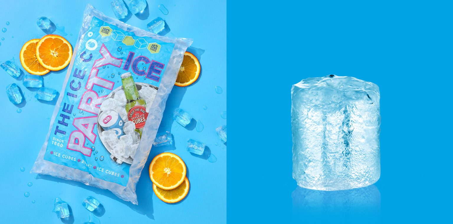 Super Cubes, extra large slow melting ice made with spring water