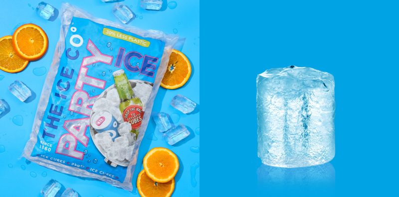 Super Cubes, extra large slow melting ice made with spring water